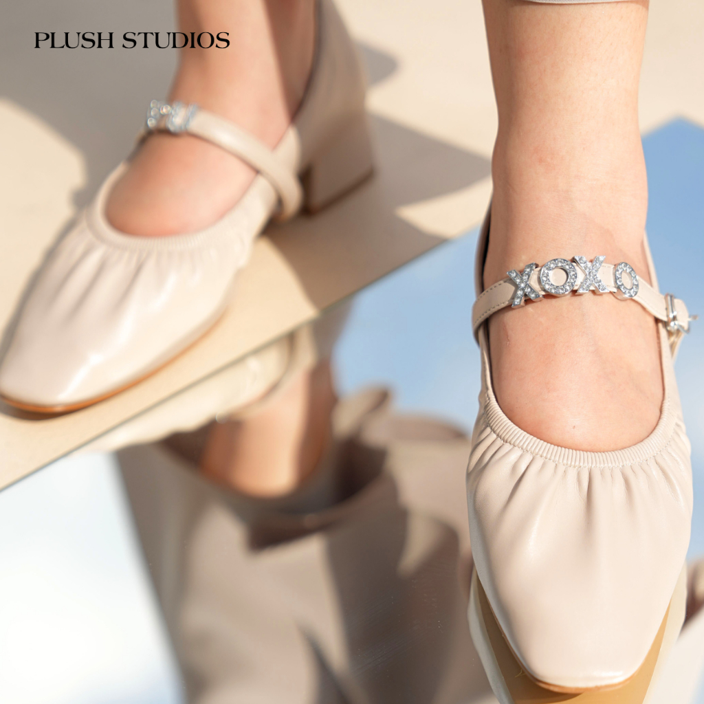 Plush Studios Elle Pump Shoes รองเท้า ballerina pump สูง 1.5” (สายคาดหน้าเท้า) | Shopee Thailand