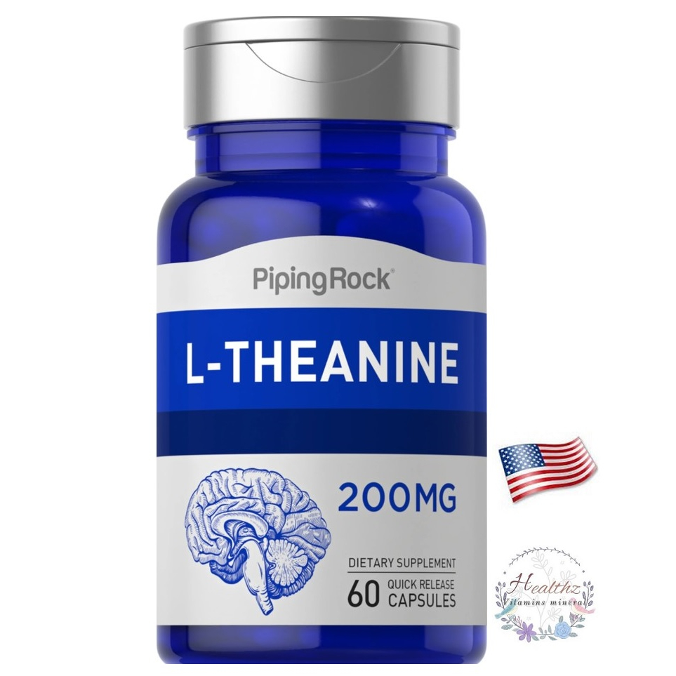 L-Theanine 200 mg 60 Quick Release Capsules แอล-ธีอะนีน Pipingrock ผ่อน ...