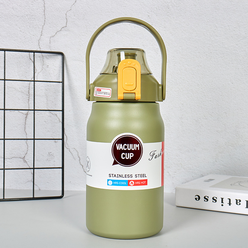 กระบอกน้ำ สแตนเลส316 มีหูหิ้ว พกพา เก็บเย็น ขนาดใหญ่ 1300ML/1700ML แบบหลอดดูด เก็บน้ำร้อน/เย็น ...