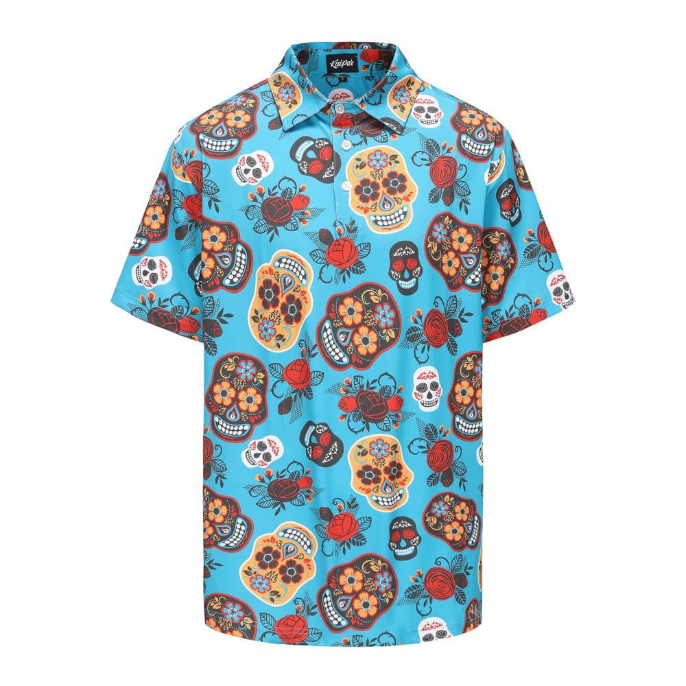 เสื้อกอล์ฟ Hawaiian Kaipar DÍA DE MUERTOS Performance Golf Shirt ...