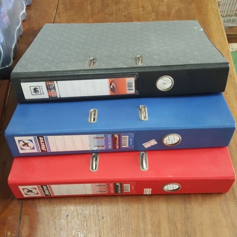 แฟ้มมือสอง แฟ้มก้านยกตราม้าarch-lock no.425(แดง=1นง.=1)+แฟ้มตราช้างecon ...