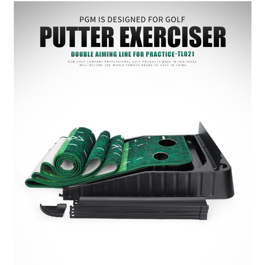 พรมซ้อมพัตต์ แบบมีรางคืนลูกกอล์ฟ 3 เมตร พรมพัตต์ PGM Putting Mat with ball rail returner and ...