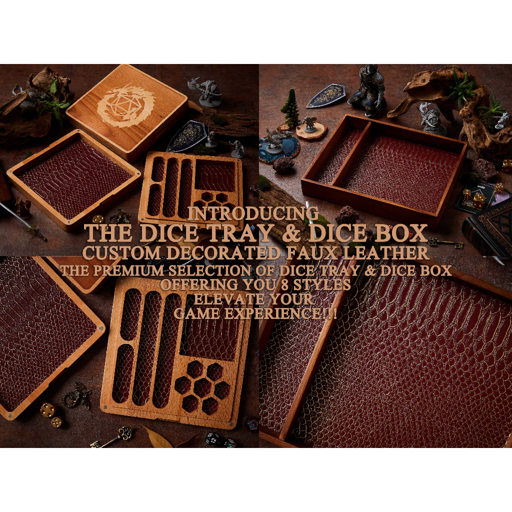 CUSTOM Decorated Faux Leather Dice Tray & Dice Box Free Dice 2 sets ...