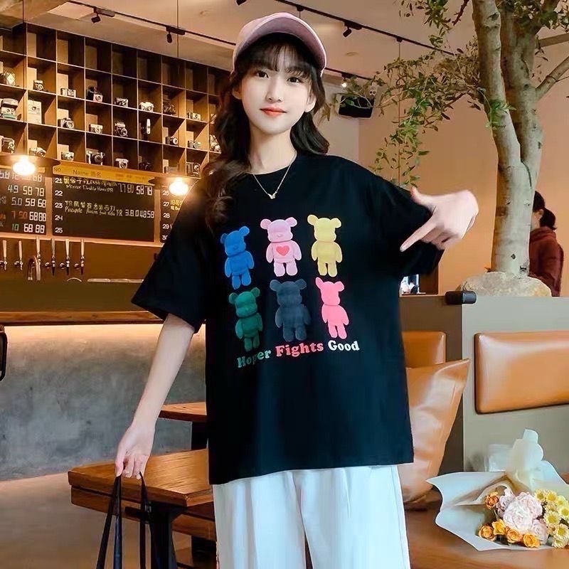 LAYLY เสื้อยืดโอเวอร์ไซส์ลายแบบิค อก44-46นิ้ว (ป้าย Newmily) | Shopee ...