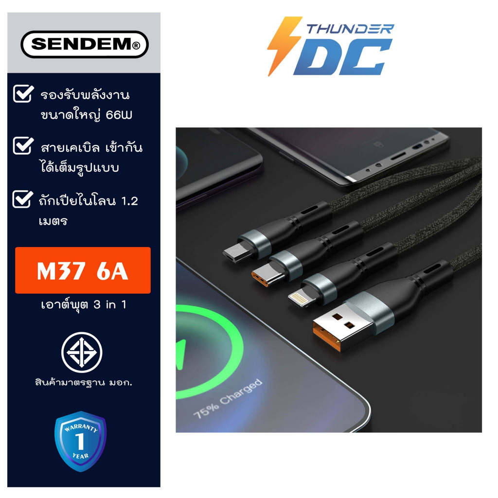 SENDEM M37 6A เอาต์พุต 3 in 1 รับประกัน 1ปีเต็ม | Shopee Thailand