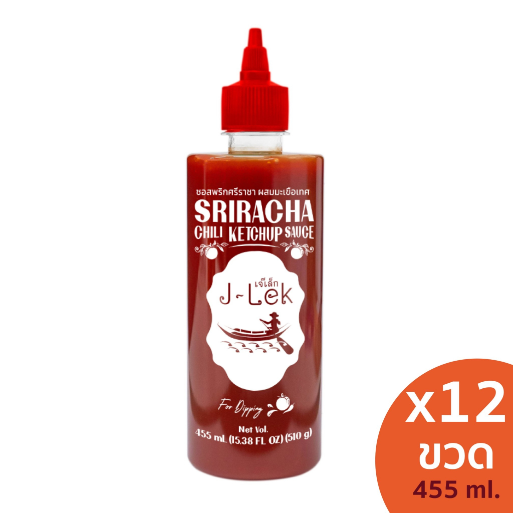 J-Lek (เจ๊เล็ก) ซอสพริกศรีราชา ผสมมะเขือเทศ ขนาด 510 กรัม แพ็ค 12 ขวด | Shopee Thailand