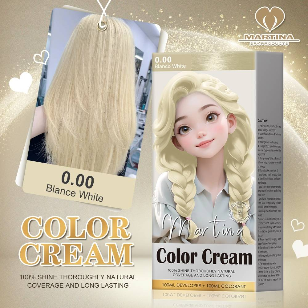 MARTINA COLOR CREAM Hair 0.00 สีเคลียร์ เพิ่มความสว่าง / Blance White ⭐ ...