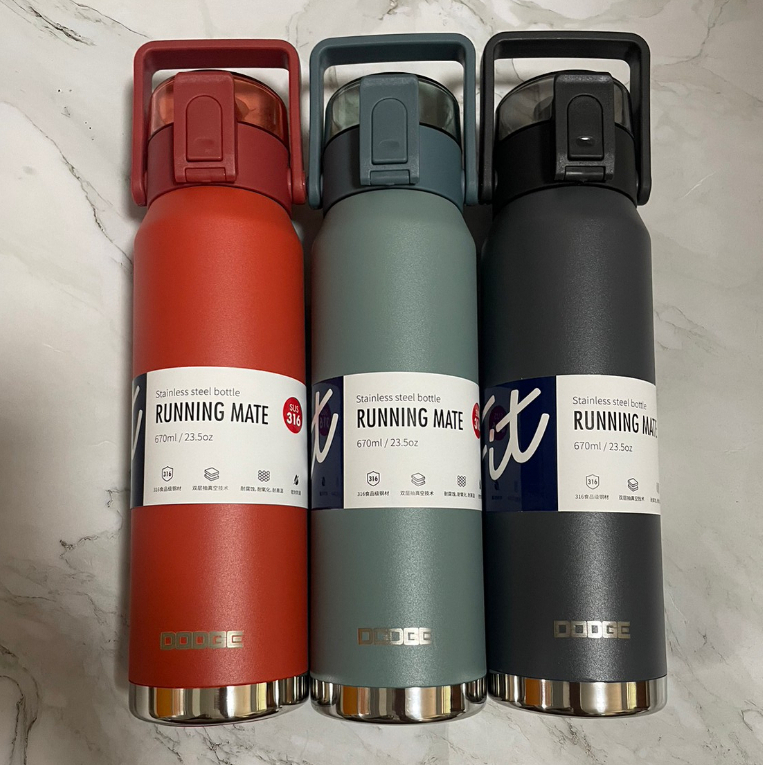 กระบอกน้ำเก็บอุณหภูมิ DODGE กระบอกน้ำสแตนเลส 316 เก็บร้อน-เย็นได้นาน12-24ชม มีหูหิ้วหูจับพกง่าย ...