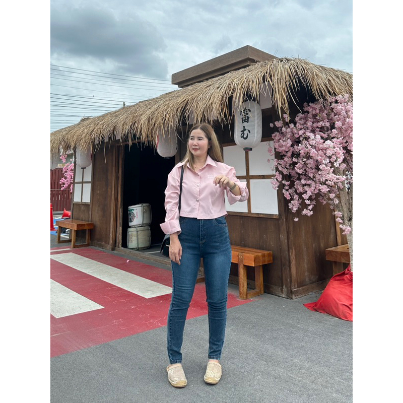 กางเกงยีนส์รหัส P72 ทรงบอยผ้ายืดสีสโนว์เข้มป้ายPunny เอวสูงเอว25-40นิ้ว ...