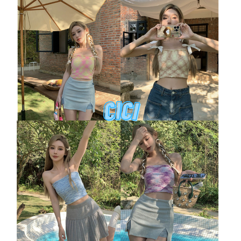 Cici(NO. N20102)เกาะอกไหมพรมขนซิกเนเจอร์ สีสุดหวานลายมัดย้อม สายลูกคุณไม่ควรพลาด | Shopee Thailand