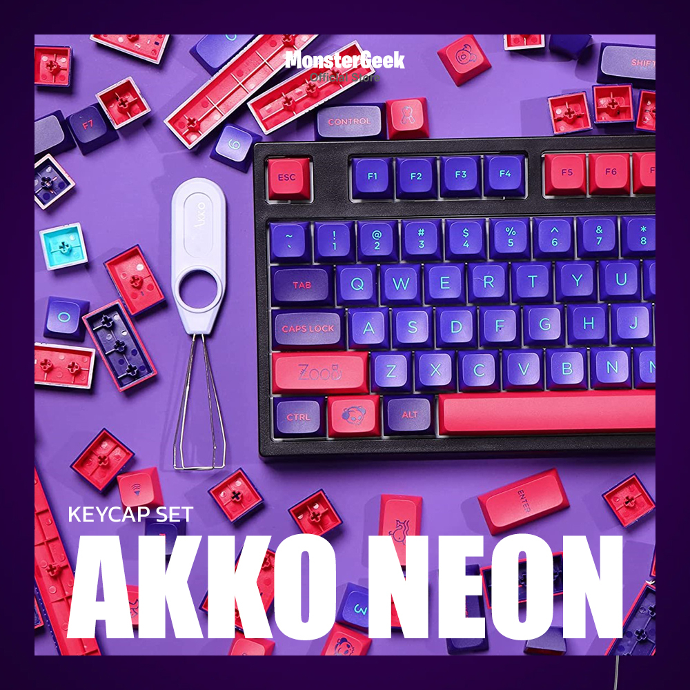 คีย์แคป Akko Neon Keycap set (MDA profile) 227 ปุ่ม PBT Double-Shot ...