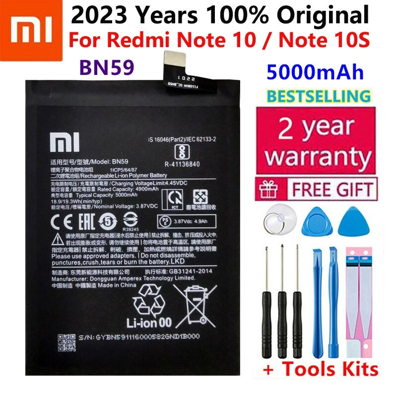 แบตเตอรี่สำหรับ Xiaomi Redmi Note10 Note 10 10S BN59 5000MAh battery ...