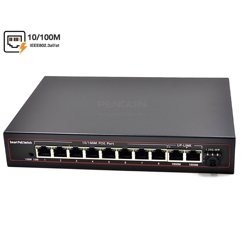 PoE Switch 8 Port 10/100 + 2 Gigabit Uplink + 1 SFP (รับประกัน 1 ปี ...