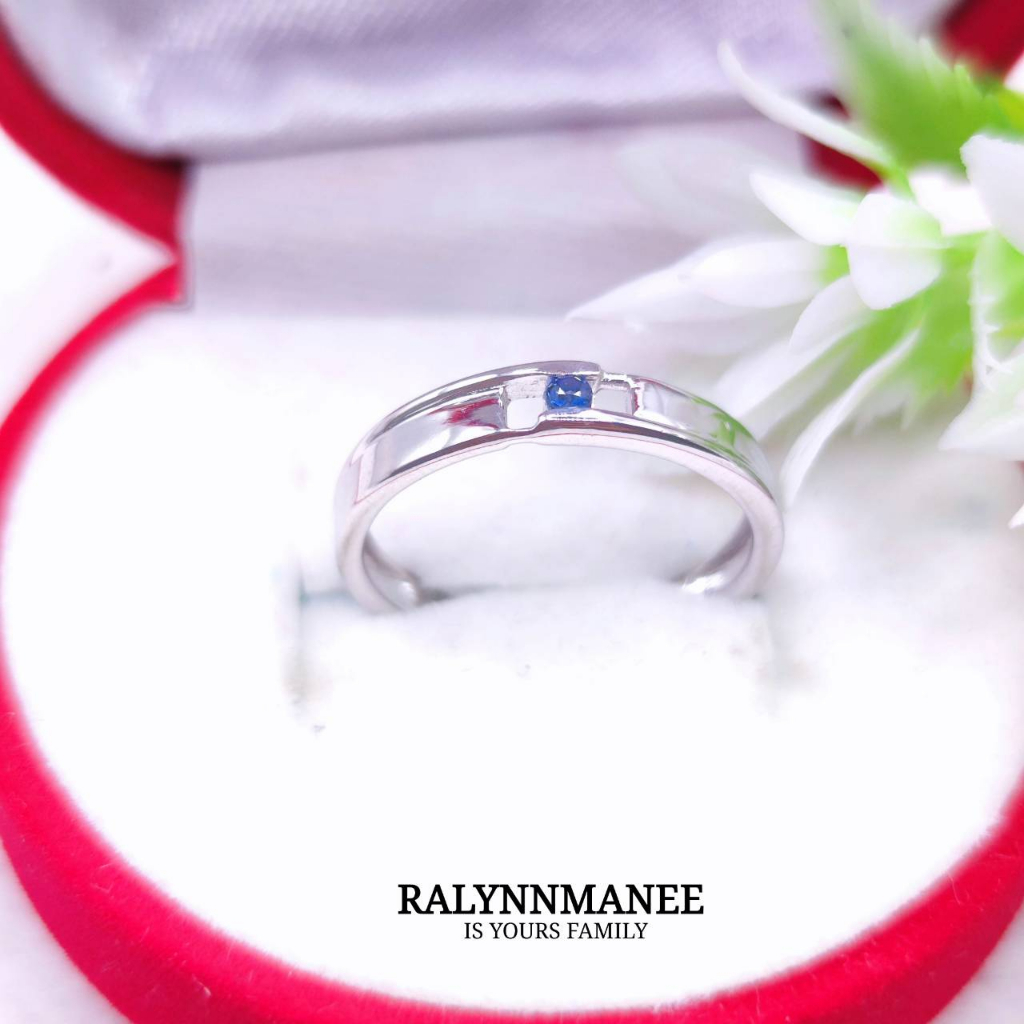 A6439 แหวนชายพลอยไพลินเผาเก่าแท้ ( Blue sapphire ) ตัวเรือนเงินแท้925 ...