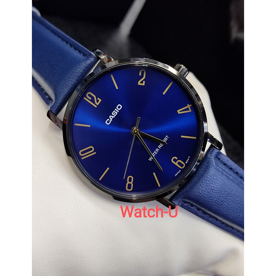 นาฬิกา CASIO Standard Analog สไตล์มินิมอล MTP-VT01 รุ่น MTP-VT01BL-2B | Shopee Thailand
