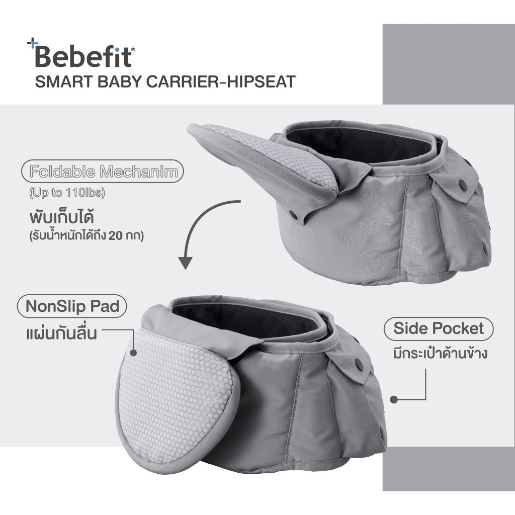 Bebefit เป้อุ้มเด็ก รุ่น Light - Smart Baby Hip Seat แบบพับได้ | Shopee Thailand