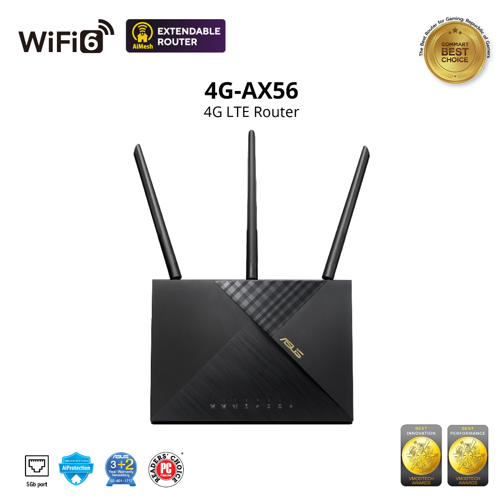 ASUS 4G-AX56 AX1800 Cat.6 300mbps Dual-Band WiFi 6 (802.11ax) LTE ...
