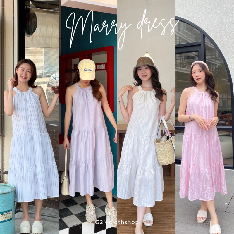Marry dress เดรสยาวลายทางP013 | Shopee Thailand