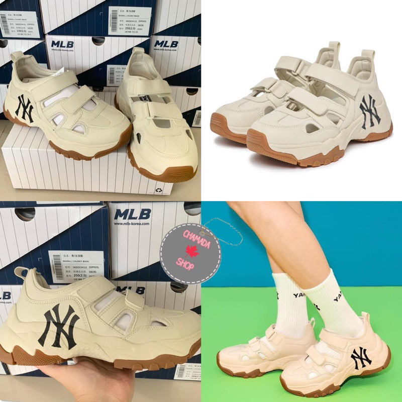 MLB Bigball chunky mask พื้นน้ำตาล แท้💯 | Shopee Thailand