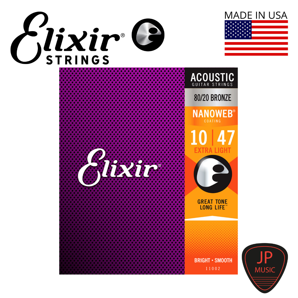 Elixir Acoustic Guitar Strings 80/20 Bronze,PHOSPHOR BRONZE NanoWeb ...
