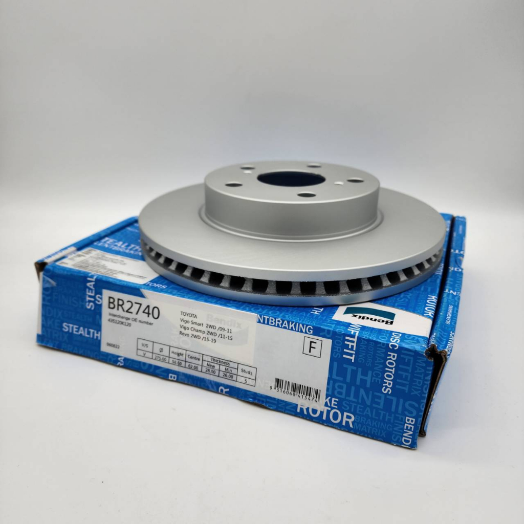 BENDIX จานดิสก์เบรคหน้า VIGO Smart 2WD , VIGO Champ 2WD / 09-15 , REVO 2WD / 15-19 (BR2740 ...