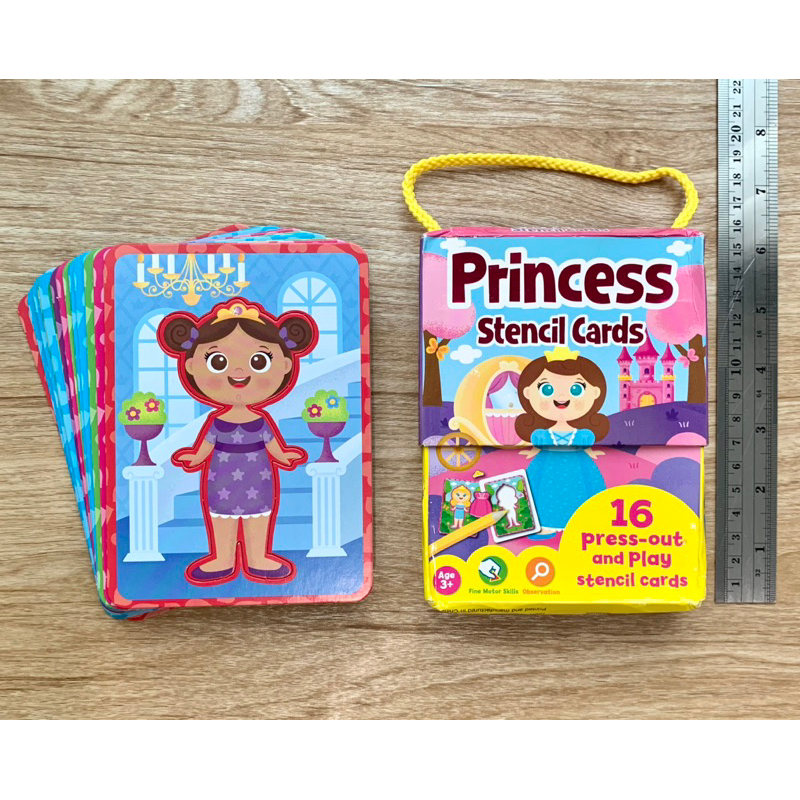 กิจกรรมวาดรูป ระบายสี Princess - Stencil Cards (16 press-out and play ...