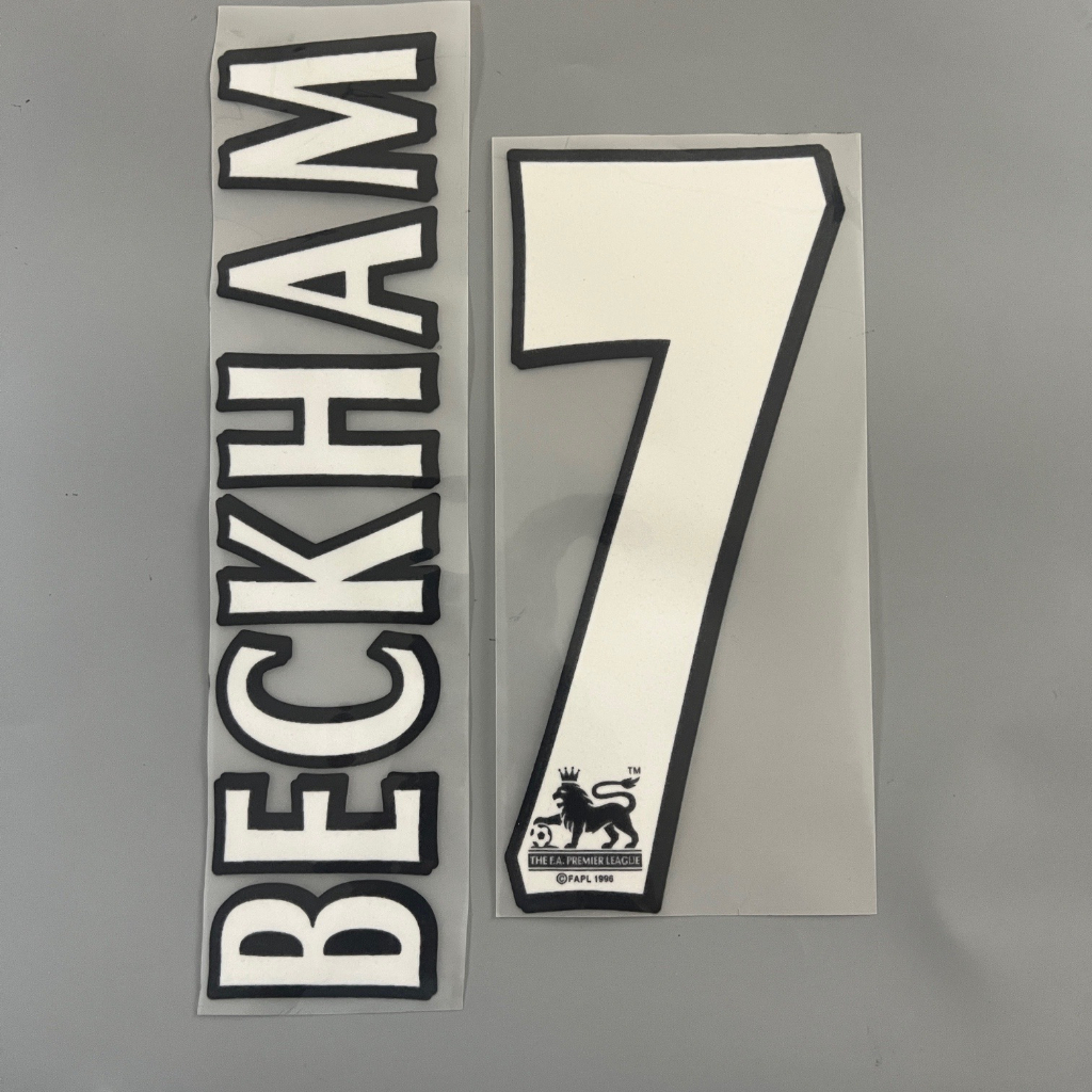 เบอร์ชื่อ ติดเสื้อฟุตบอล ย้อนยุค พรีเมียร์ลีค 7 BECKHAM สีขาว 1998-99 ...