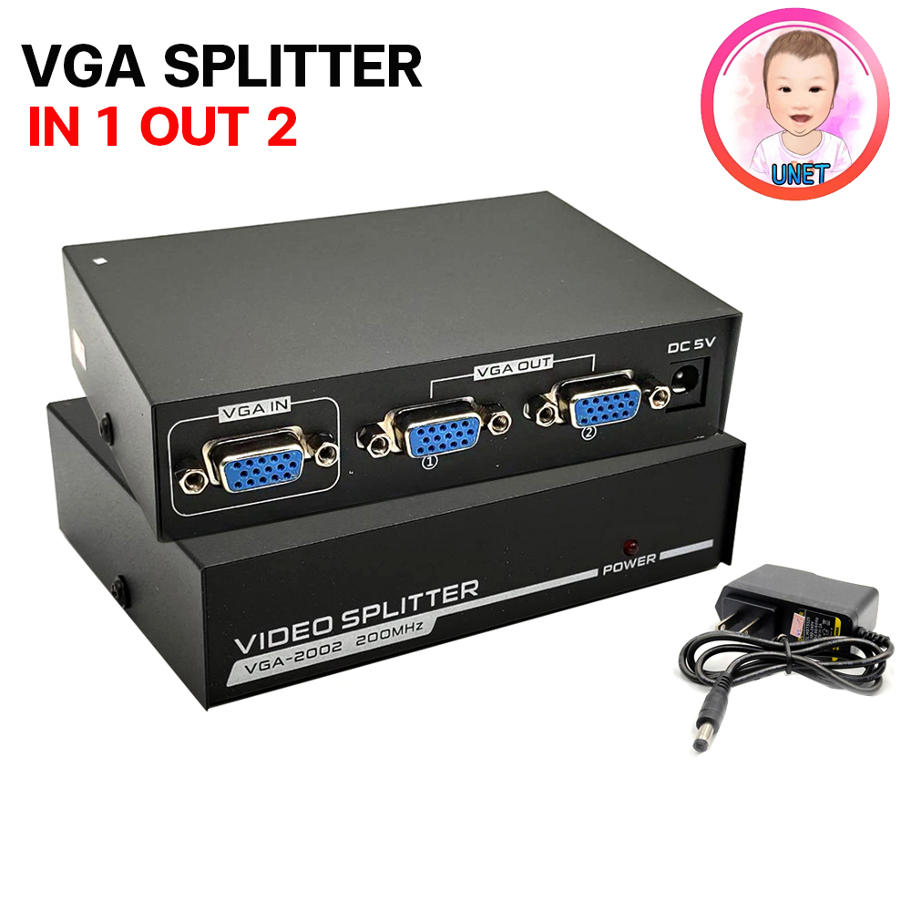 VGA Splitter in 1 Out 2 อุปกรณ์กระจายสัญญาณเข้า 1 ออก 2 จอ | Shopee Thailand