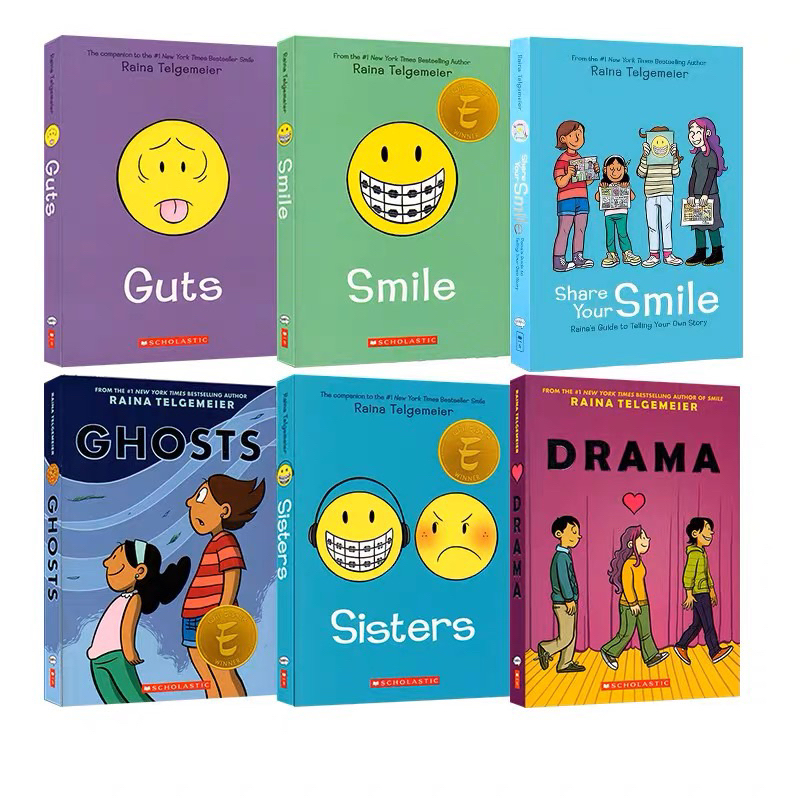 Raina Telgemeier Series ,Smile/Sisters/Ghosts/Drama/Guts/Share Your ...