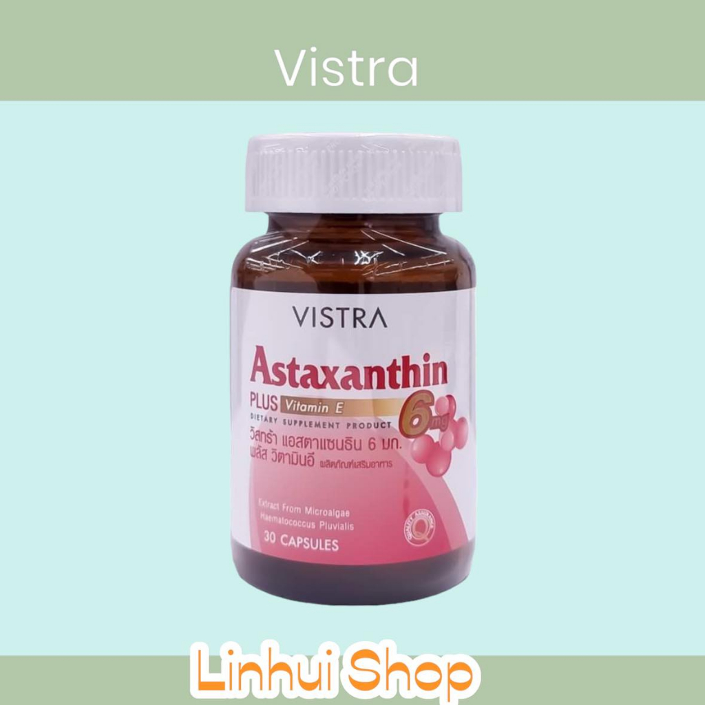 VISTRA ASTAXANTHIN 6 MG PLUS VITAMIN E แอสตาแซนธิน 6 มก. พลัส วิตามินอี (30 เม็ด) | Shopee Thailand