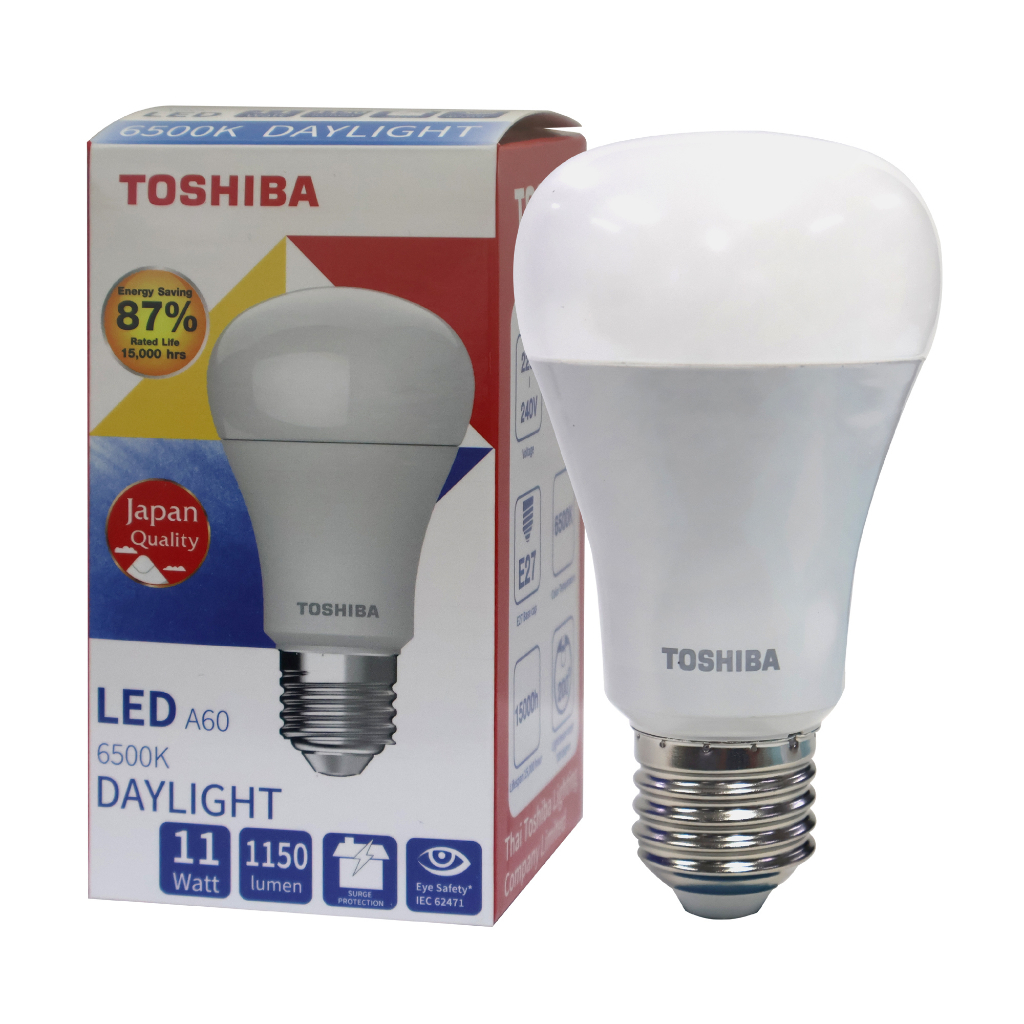 TOSHIBA หลอดไฟ LED 11W แสงขาว / แสงส้ม (DL/WW) E27 | Shopee Thailand