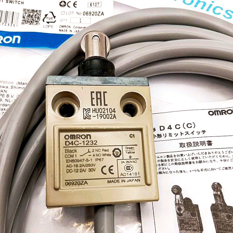 Limit switch Omron รุ่น D4C-1232 (ใหม่แท้) ความยาวสาย 3เมตร | Shopee ...