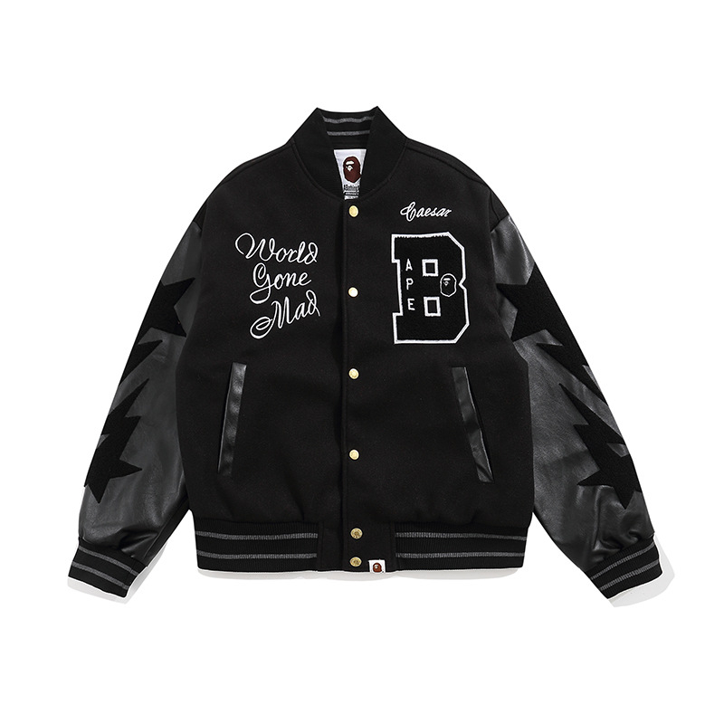 Bape STA star stitching woolen baseball jacket | Shopee Thailand