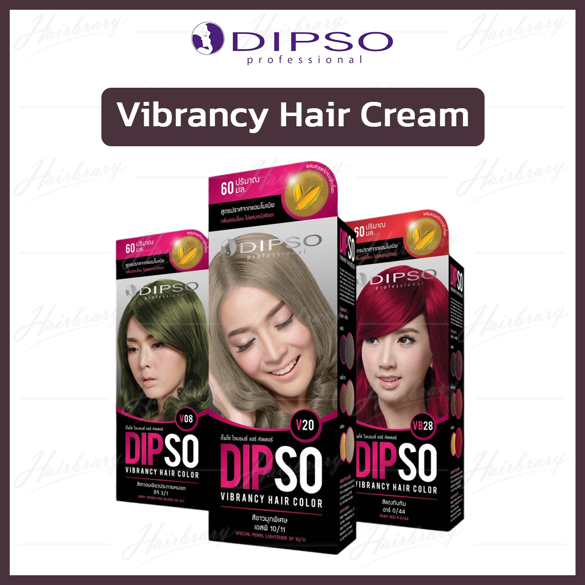 ดิ๊พโซ่ ไวเบรนซี่ แฮร์ คัลเลอร์ Dipso Vibrancy Hair Color 60ml. ครีม ...