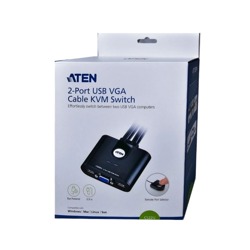 KVM SWITCH ATEN 2 Port USB VGA Cable 90cm.(CS22U) | Shopee Thailand