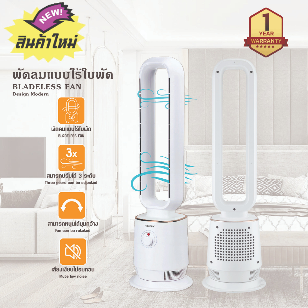 พัดลมตั้งพื้น COMPRO รุ่น FF-101 ความเร็วลมธรรมชาติ 3 สปีด ปรับให้เข้ากับสภาพแวดล้อมต่างๆ ...