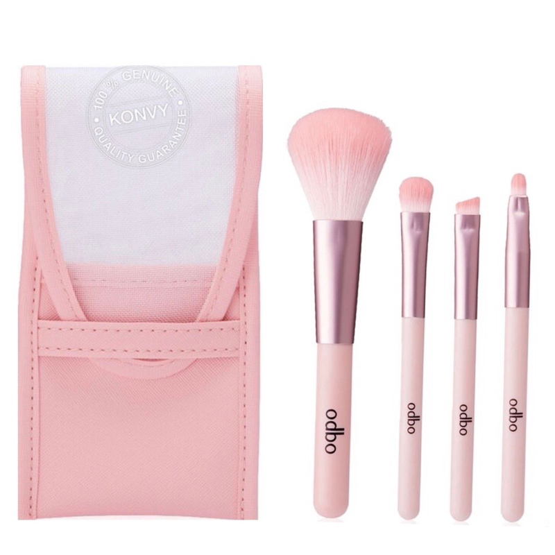 ODBO Perfect Brush Profesional Beauty Tools เซ็ตแปรงแต่งหน้า 4 ชิ้น ขนนุ่มพร้อมกระเป๋าเก็บแปรงโอ ...