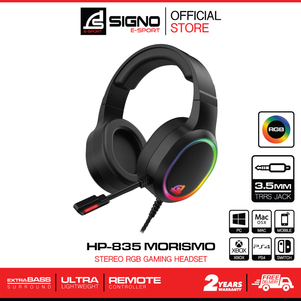 SIGNO E-Sport Stereo RGB Gaming Headphone MORISMO รุ่น HP-835 (หูฟัง ...