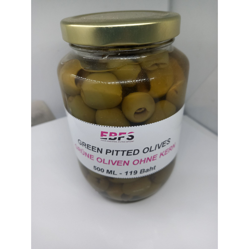 Green Pitted Olives 500 ml / Grüne Oliven ohne Kern 500 ml | Shopee ...