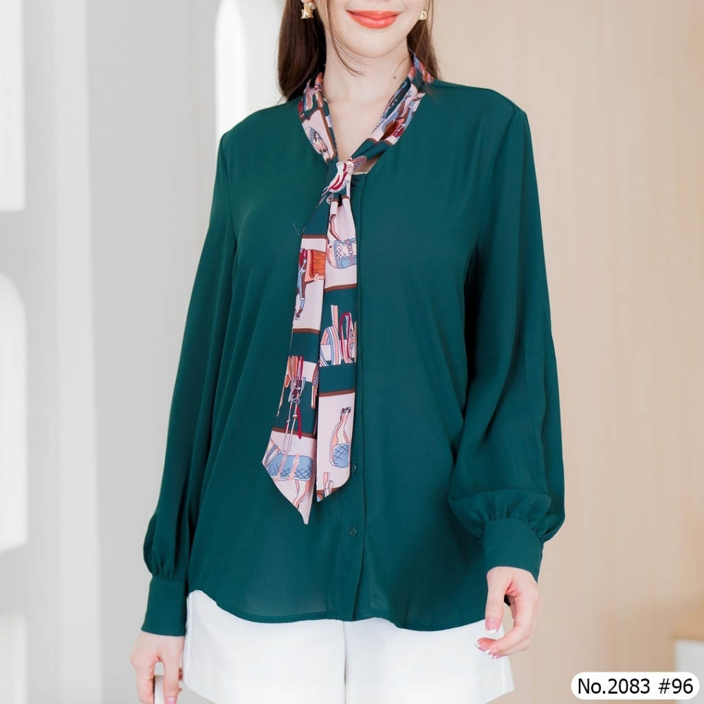Miss Daisy No : 2083 เสื้อแขนยาวสีพื้นเนื้อผ้าpolyester ใส่ง่าย สวมสบาย ...