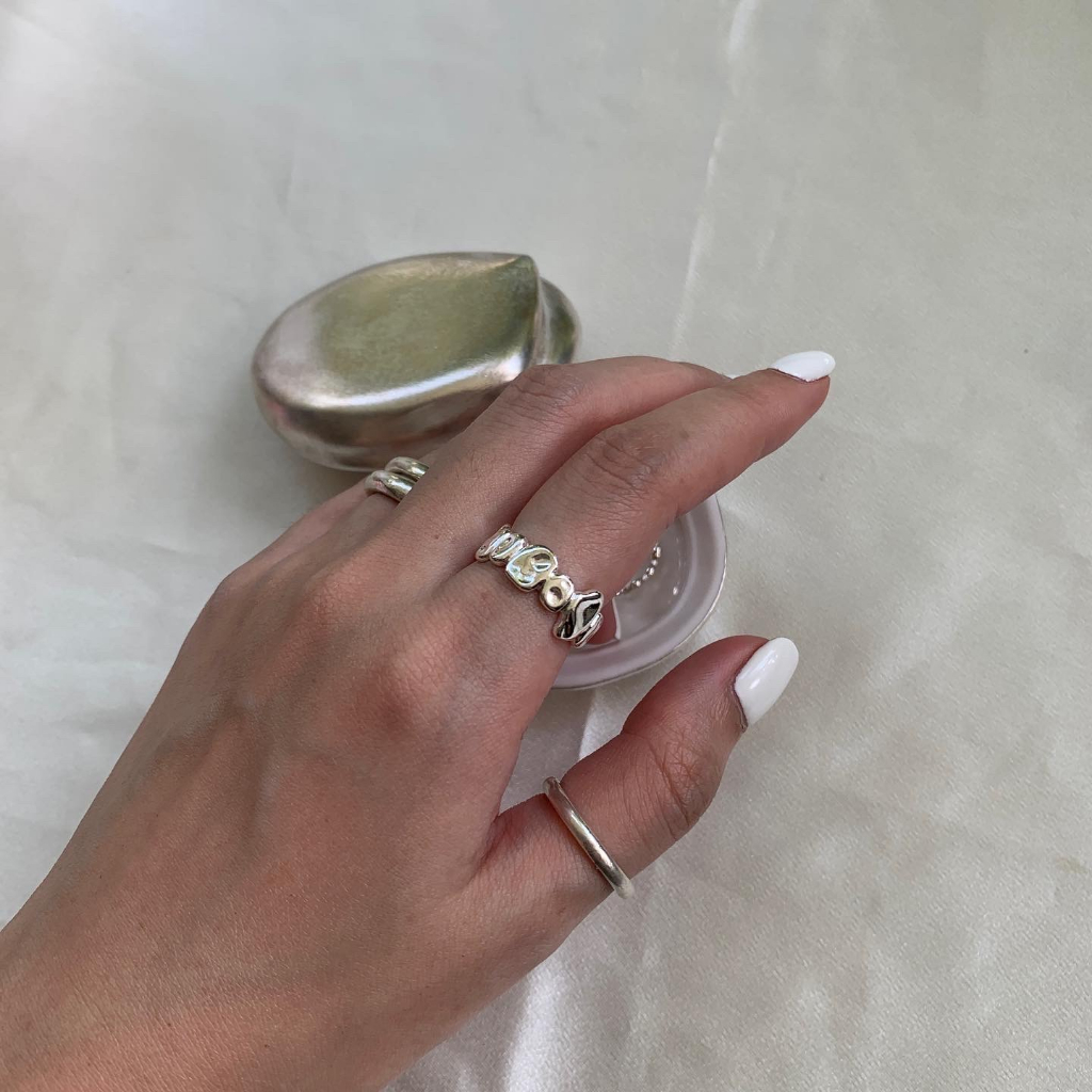 flat pebbles rings แหวนเงินนแท้ปรับไซซ์ได้ | Shopee Thailand