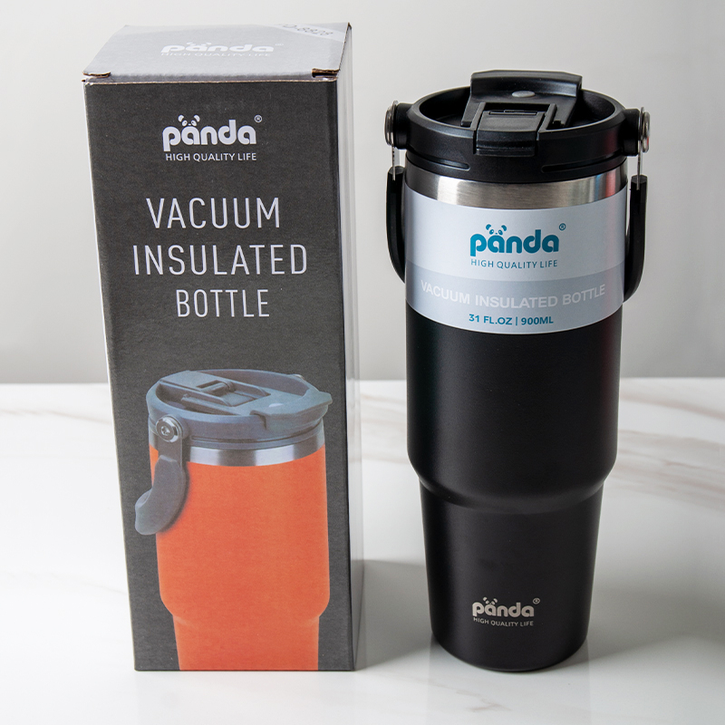 (ของแท้ ) พร้อมส่ง 900ml แก้วเก็บความเย็น Panda แบบใหม่มีที่จับ หูหิ้ว แก้วกาแฟ แก้วสแตนเลส304 ...