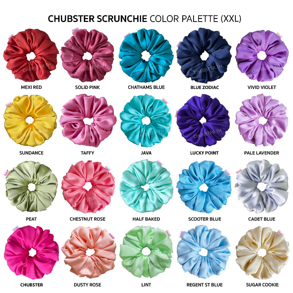 Color Palette XXL-20ซม. ยางมัดผม ผ้าซาติน ยางรัดผมโดนัท Scrunchie Big ...