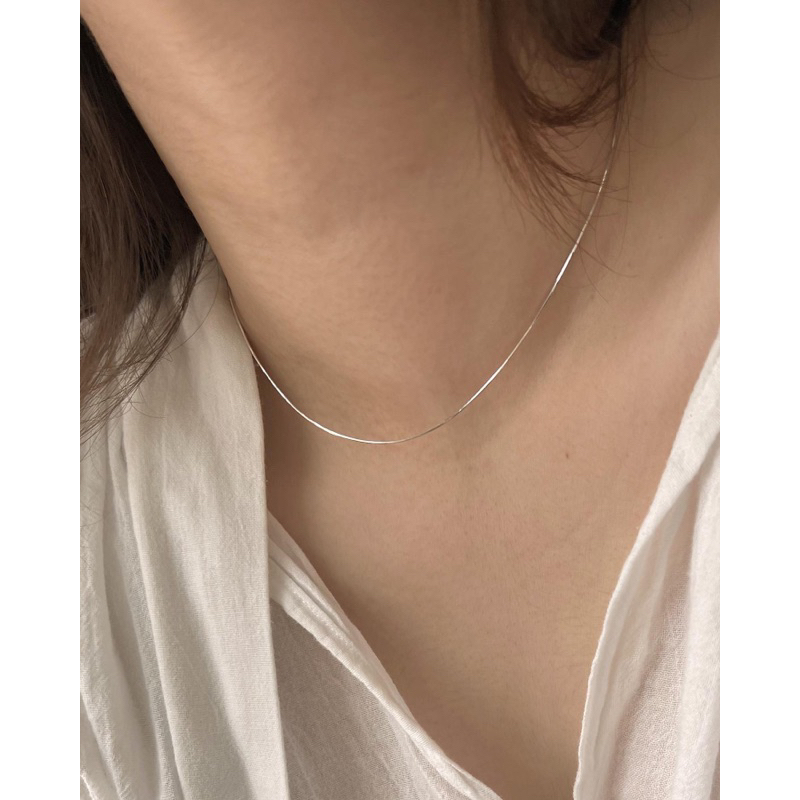 A.piece สร้อยเงินแท้ [all silver 925] Plain necklace | Shopee Thailand