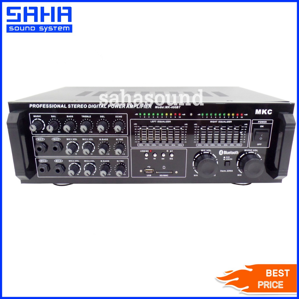 MKC MK-400BT เพาเวอร์แอมป์ แอมป์ขยาย Bluetooth USB/SD (220V~50Hz) sahasound - สหซาวด์ | Shopee ...