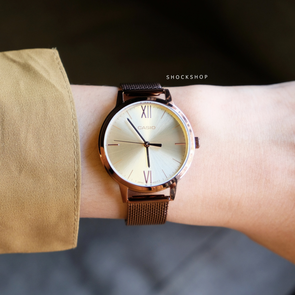 CASIO นาฬิกาข้อมือผู้หญิง สายตาข่ายสเตนเลสสตีล รุ่น LTP-E157 ของแท้ รับประกันสินค้า 1 ปี ...