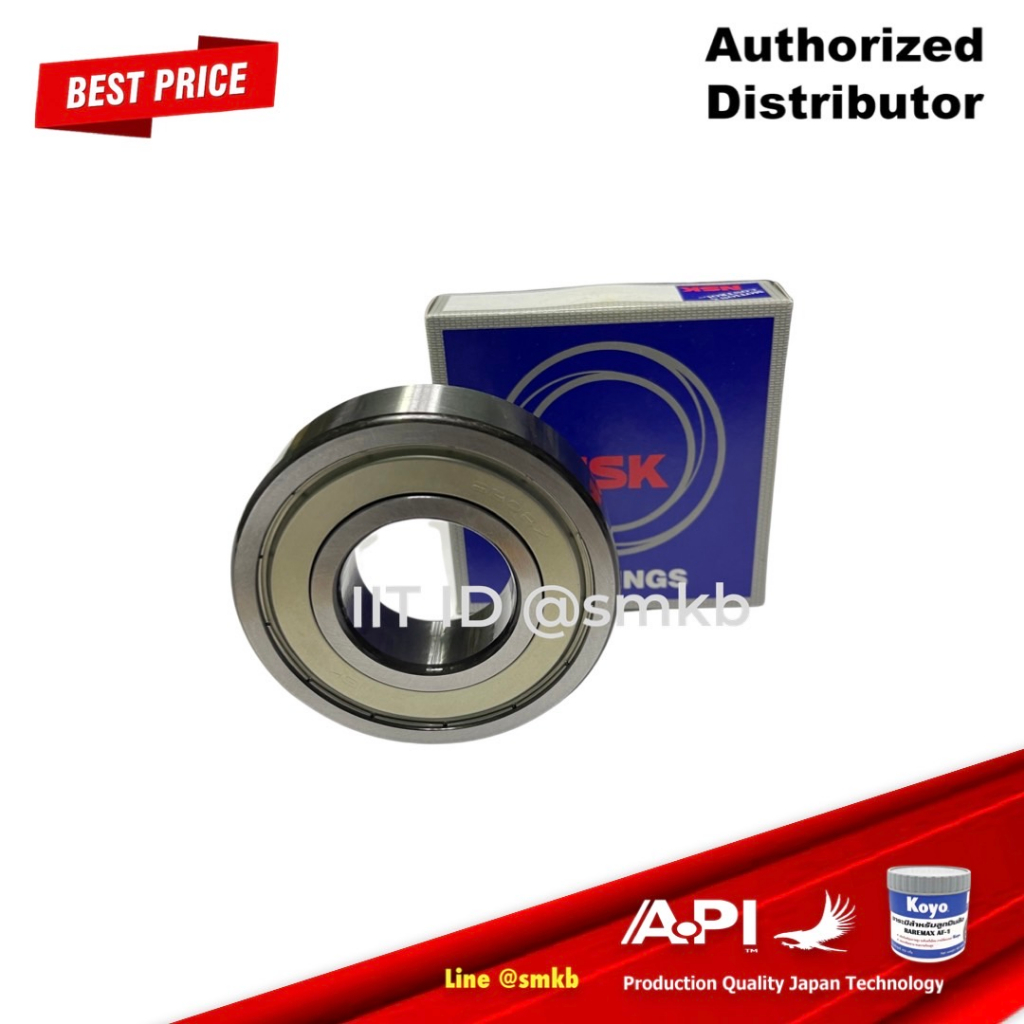 6308ZZ (40x90x23 mm) NSK แท้ ตลับลูกปืนเม็ดกลมร่องลึก รอบสูง ฝาเหล็ก 2 ...