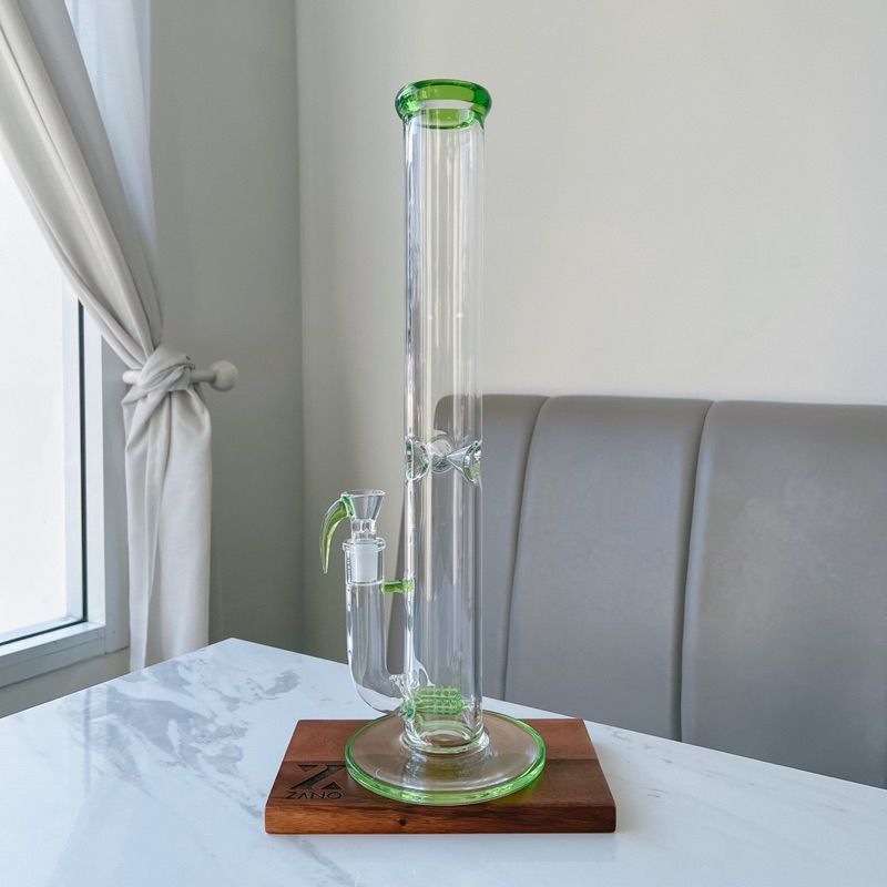 Straight Tube Clear Glass Bong w/Double Inline Diffuser Perc | 44cm ...