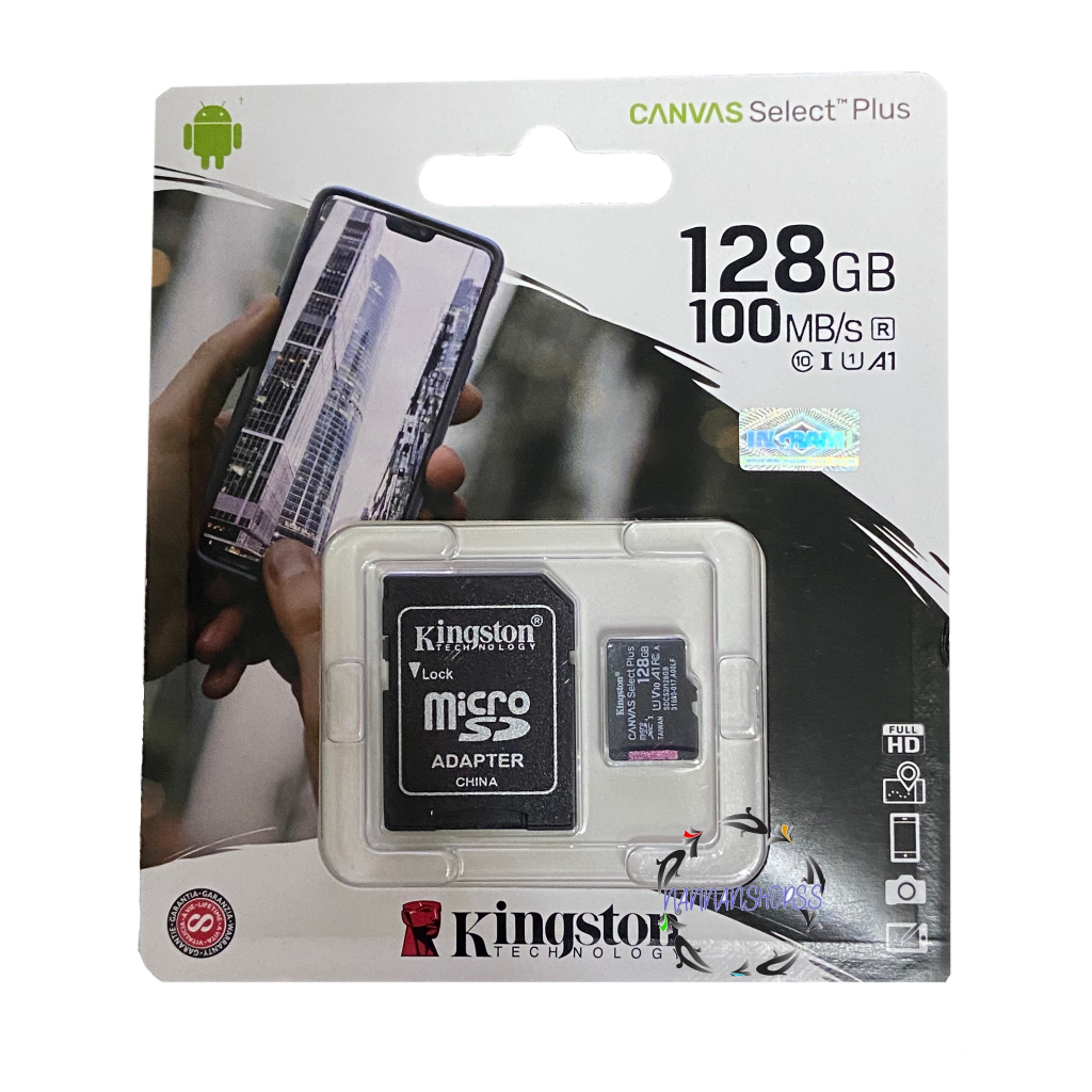 Kingston Micro SD Card 128 GB (SDCS2) Canvas Select Plus Class10 UHS-I 100MB/s มี SD Adapter ...