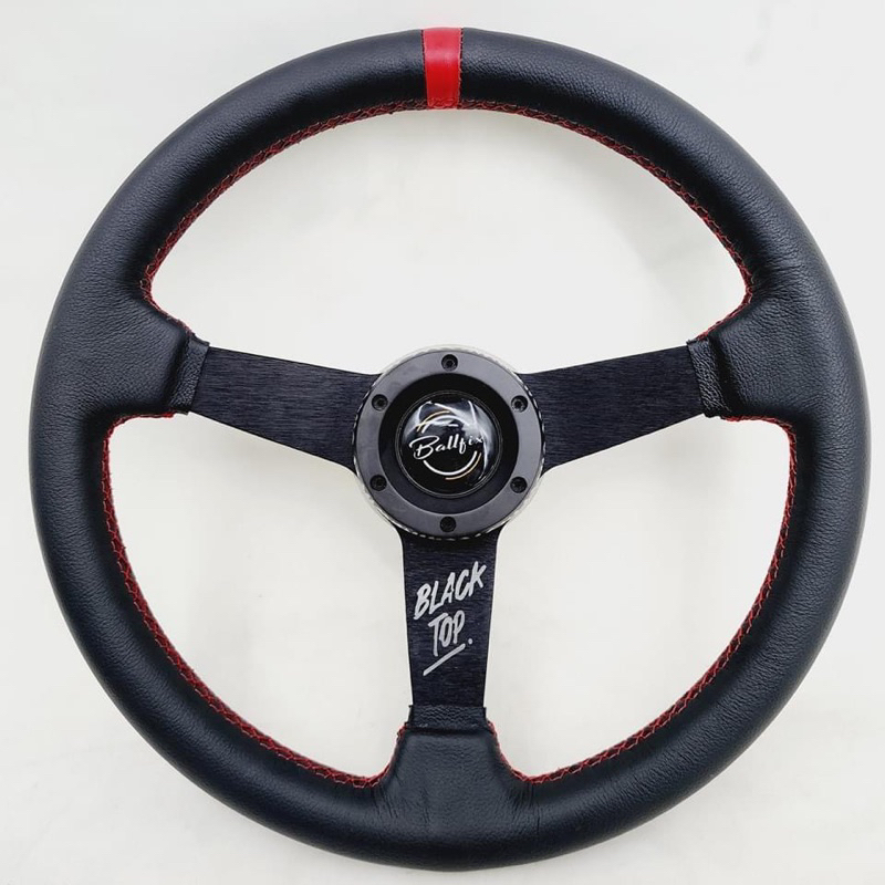 พวงมาลัย Ballfix Blacktop แท้ 340mm Black leather หนังแท้ Elevo พวงแท้ ...